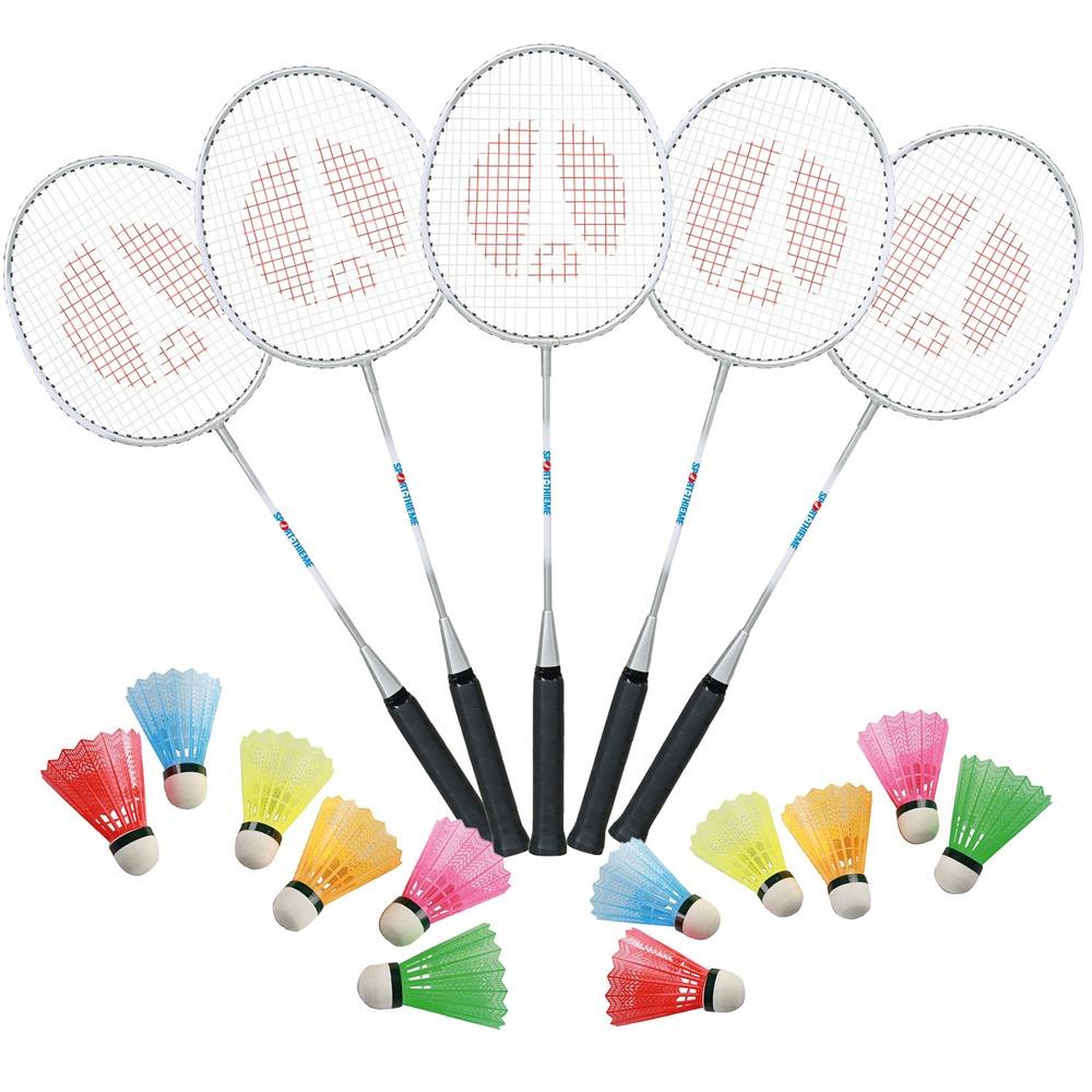 Badmintonsett School 10 racketer & 5 pk baller med farge ...